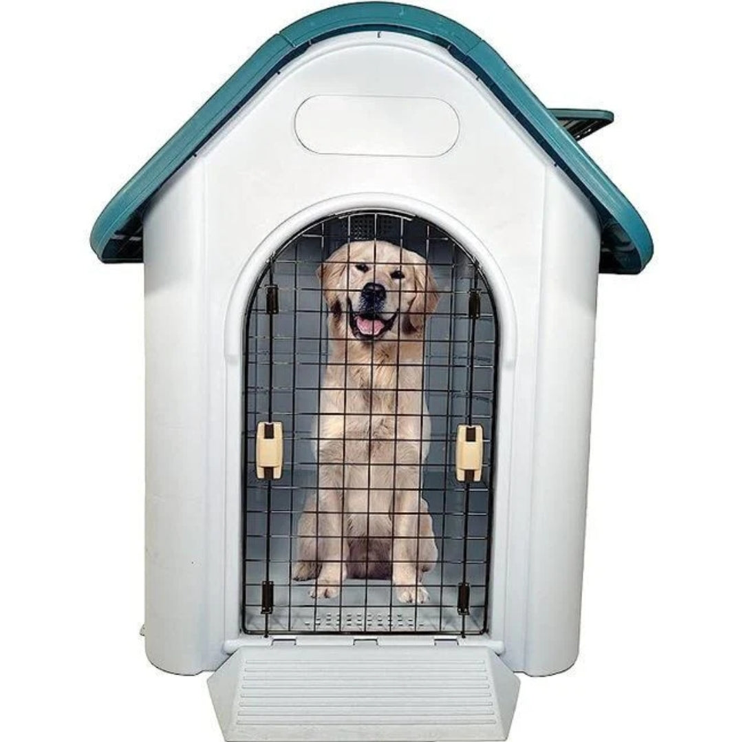 Majibao Portable Thick PP Plastic Dog House, Grey & Blue, 113cm Height ...